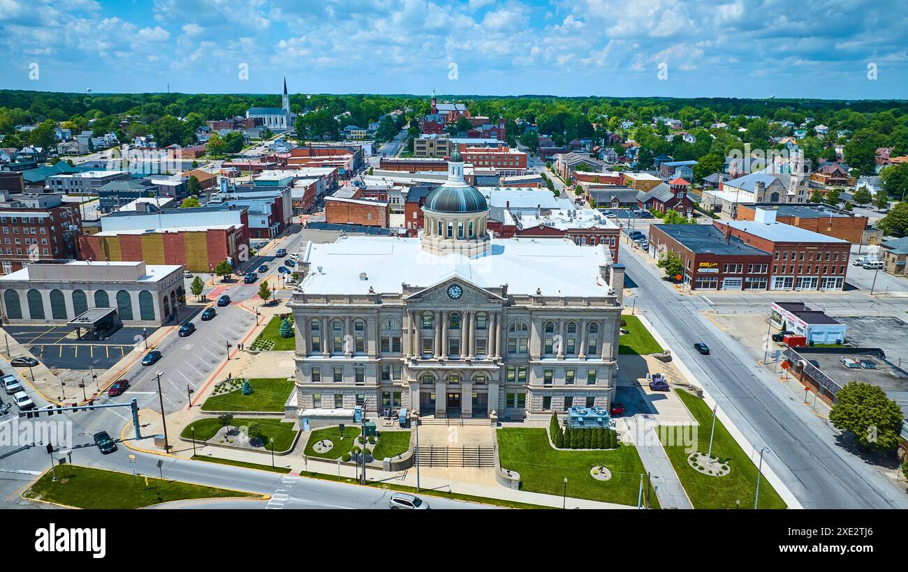 Aerial View of Huntington Courthouse and Downtown Indiana Stock Photo ...