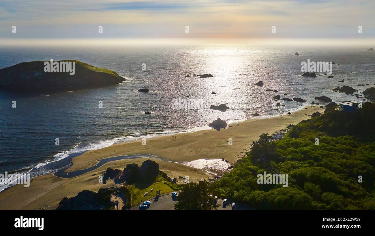Aerial Golden Hour at Harris Beach State Park Stock Photo - Alamy
