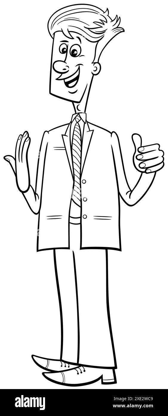 Cartoon illustration of happy businessman character giving a speech ...