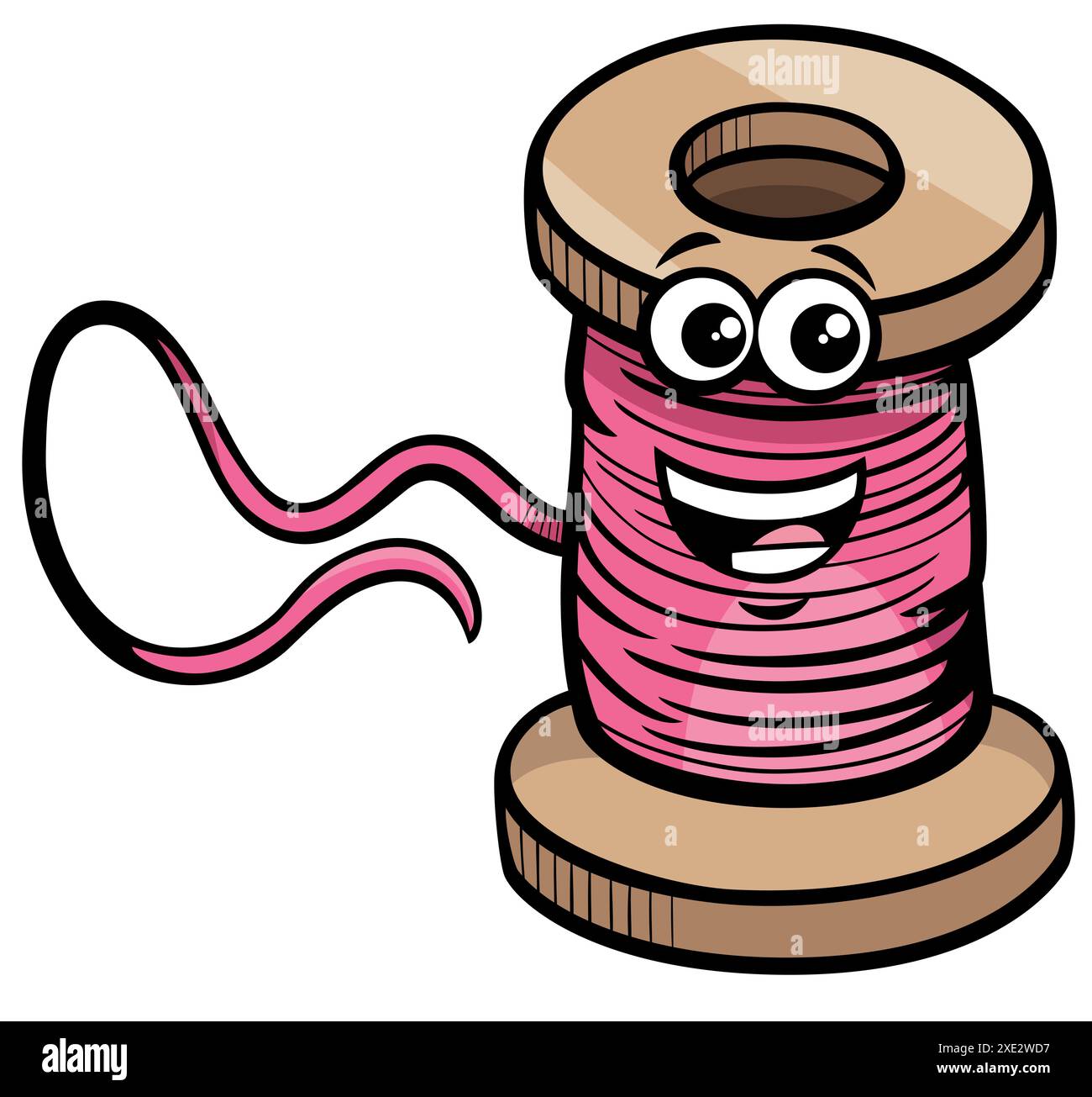 Cartoon illustration of funny spool of thread object clip art Stock ...