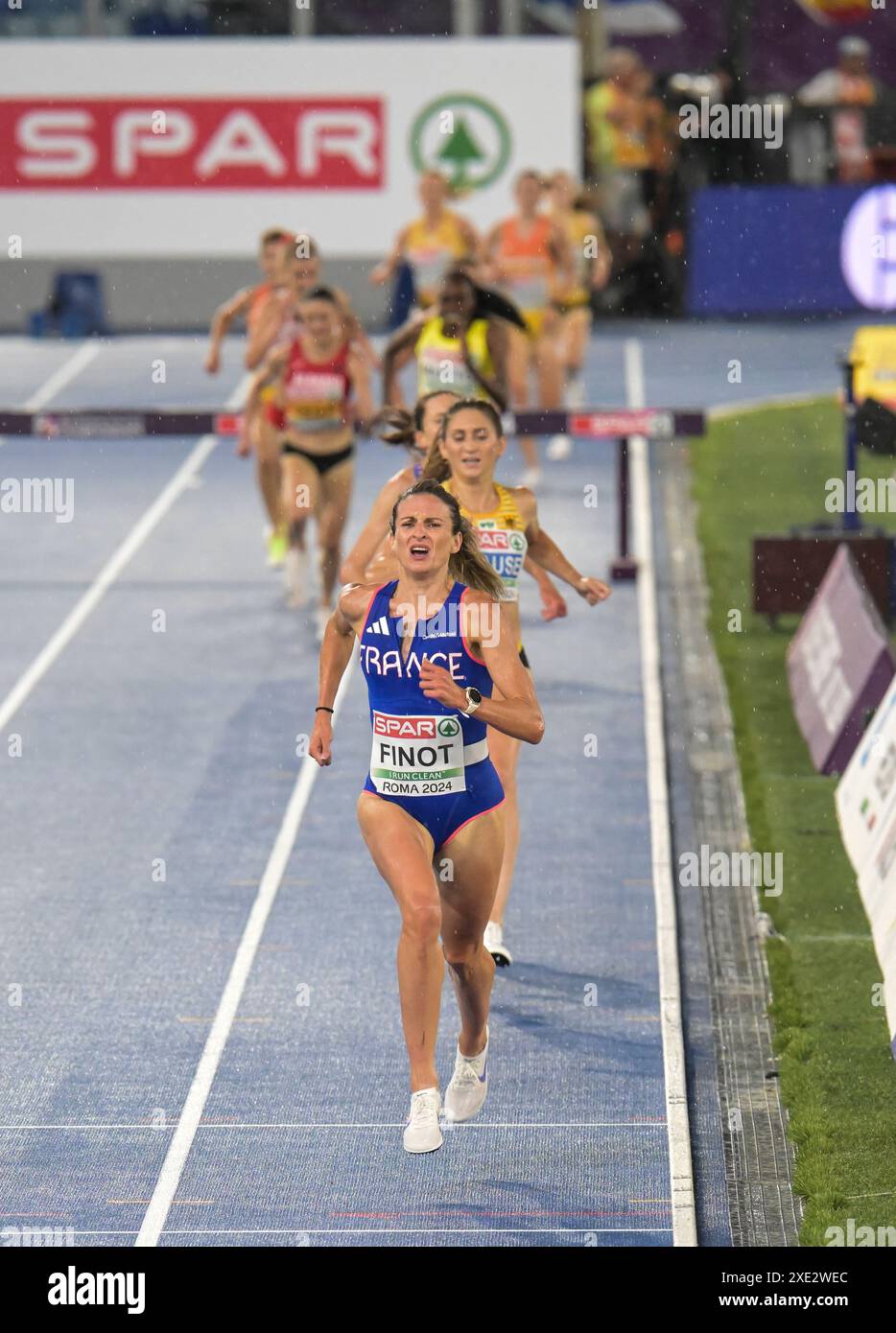 Alice Finot of France competing in the women’s 3000m steeplechase final ...