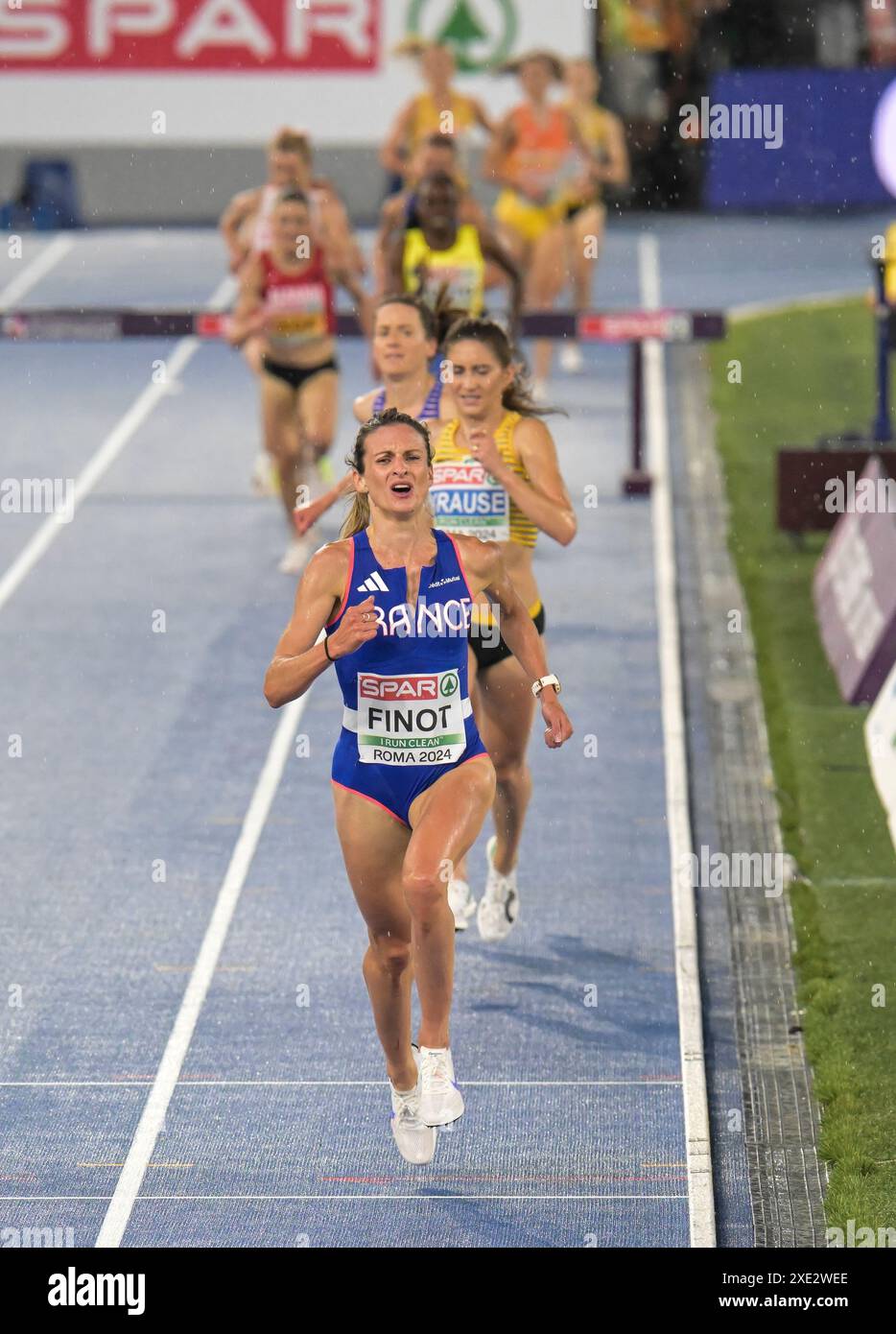 Alice Finot of France competing in the women’s 3000m steeplechase final ...