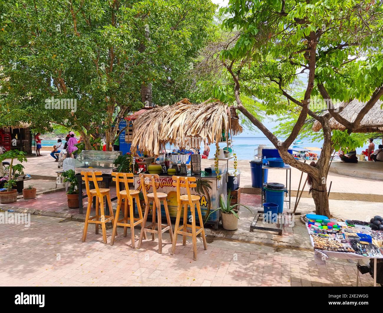 Colombia, Santa Marta, fruit smoothie stall on the beach Stock Photo ...