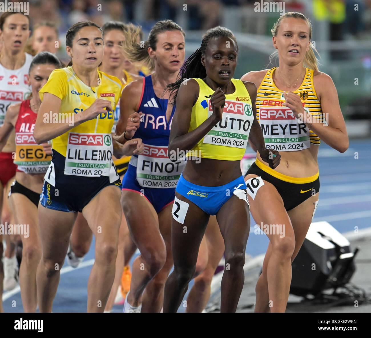 Stella Rutto of Romania and Lea Meyer of Germany competing in the women ...