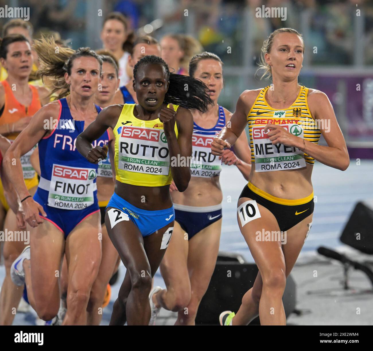 Stella Rutto of Romania and Lea Meyer of Germany competing in the women ...