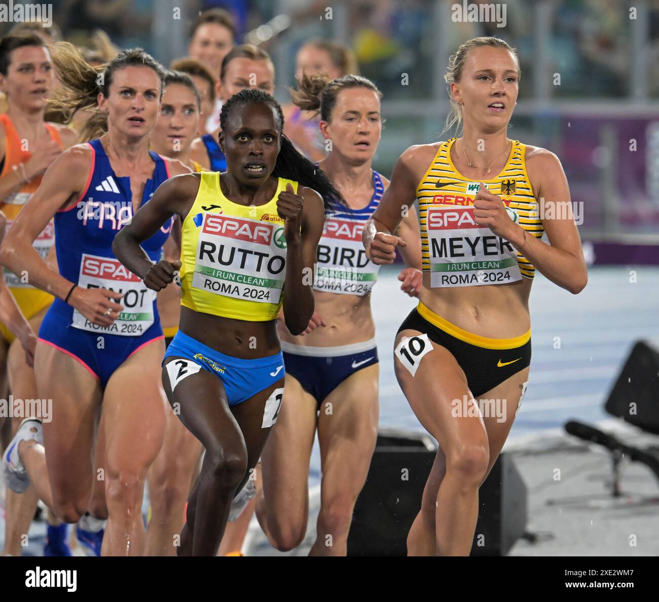 Stella Rutto of Romania and Lea Meyer of Germany competing in the women ...
