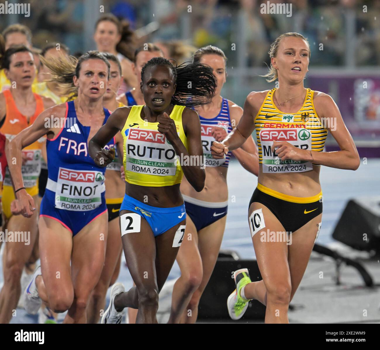Stella Rutto of Romania and Lea Meyer of Germany competing in the women ...