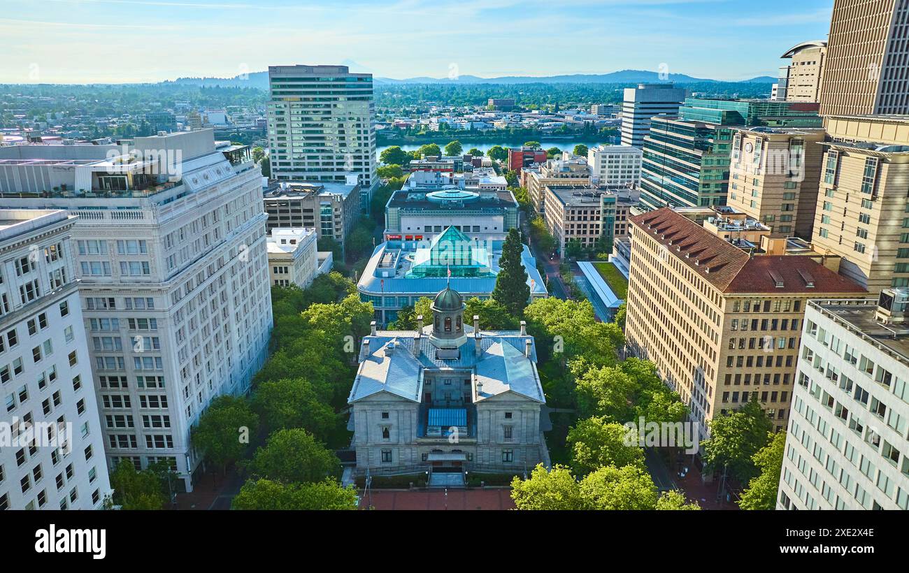 Aerial View of Historic Dome and Modern Skyline in Portland OR Stock ...