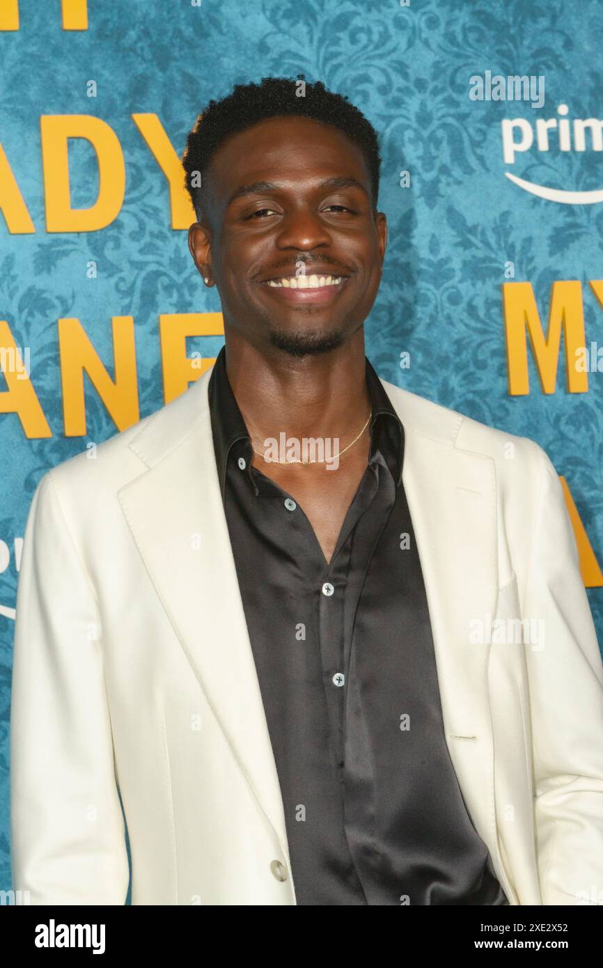 Jordan Peters arrives at the Amazon Prime premiere of "My Lady Jane" at ...