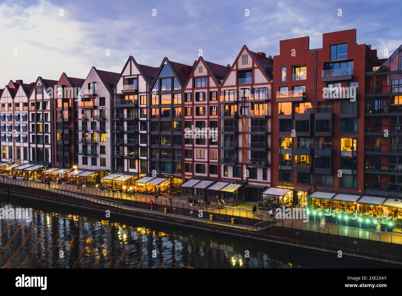 Old town in Gdansk at summer dusk Poland. Sunset night view from the ...