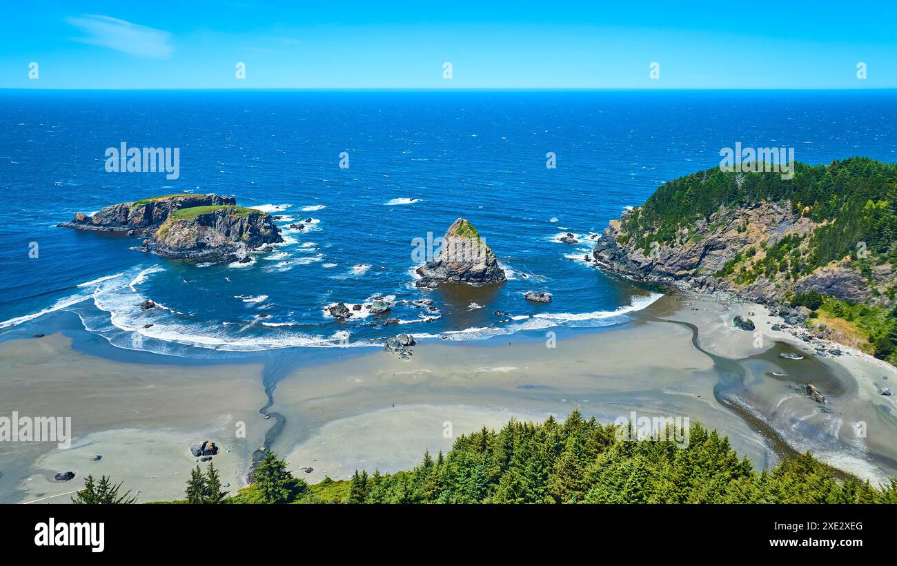 Aerial View of Rugged Coastline and Sea Stack at Whaleshead Beach Stock ...