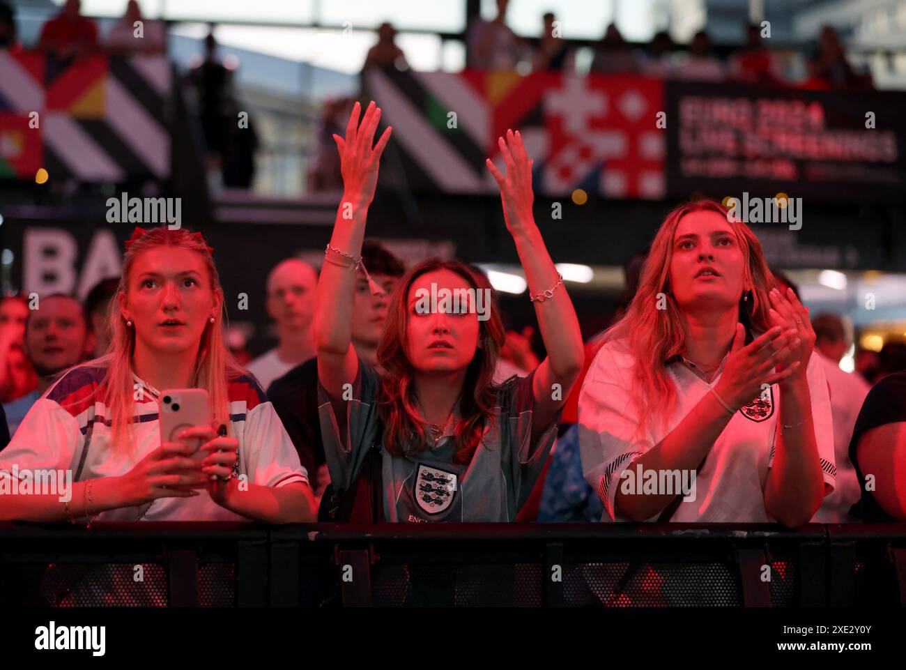England fans at BOXPark Wembley in London watching the UEFA Euro 2024 ...
