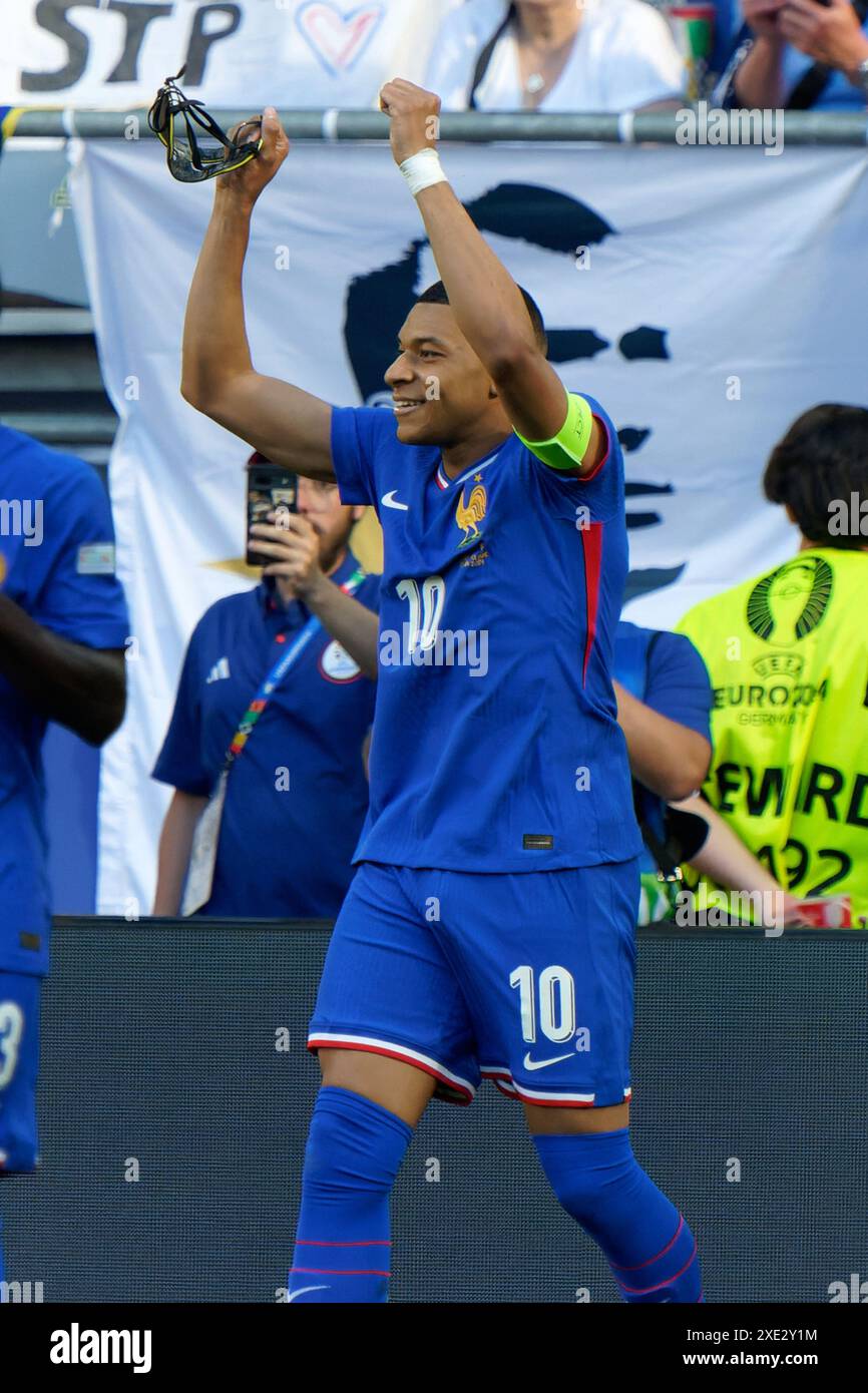 Kylian Mbappe of France celebrates after scoring a goal during UEFA ...