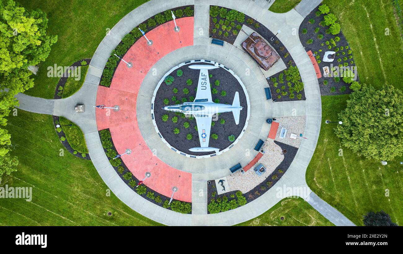 Aerial View of USAF Jet Display in Memorial Park Stock Photo - Alamy
