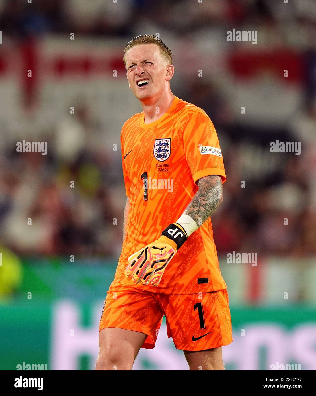 England goalkeeper Jordan Pickford during the UEFA Euro 2024 Group C ...