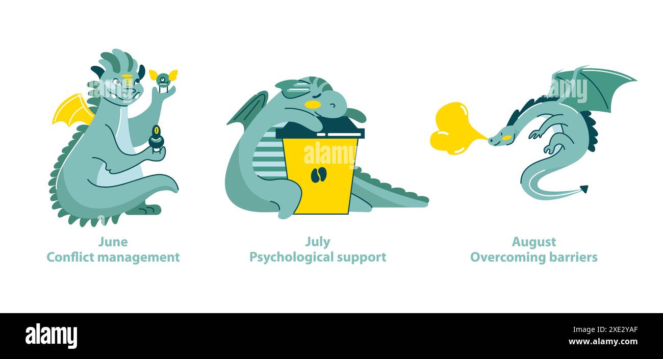 Dragon Helpers set. Adorable dragons demonstrate conflict resolution ...