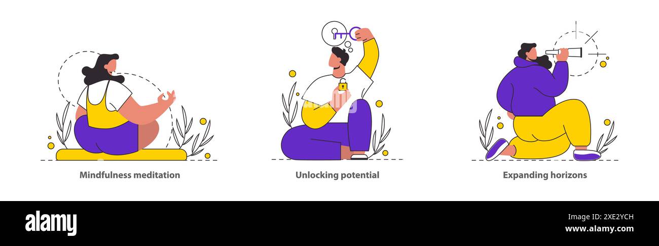 Personal Development concept Tranquil meditation, unlocking the mind's ...