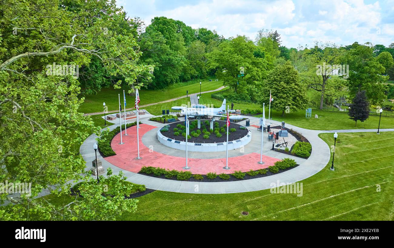 Aerial View of Veterans Memorial Park with Military Aircraft Stock ...