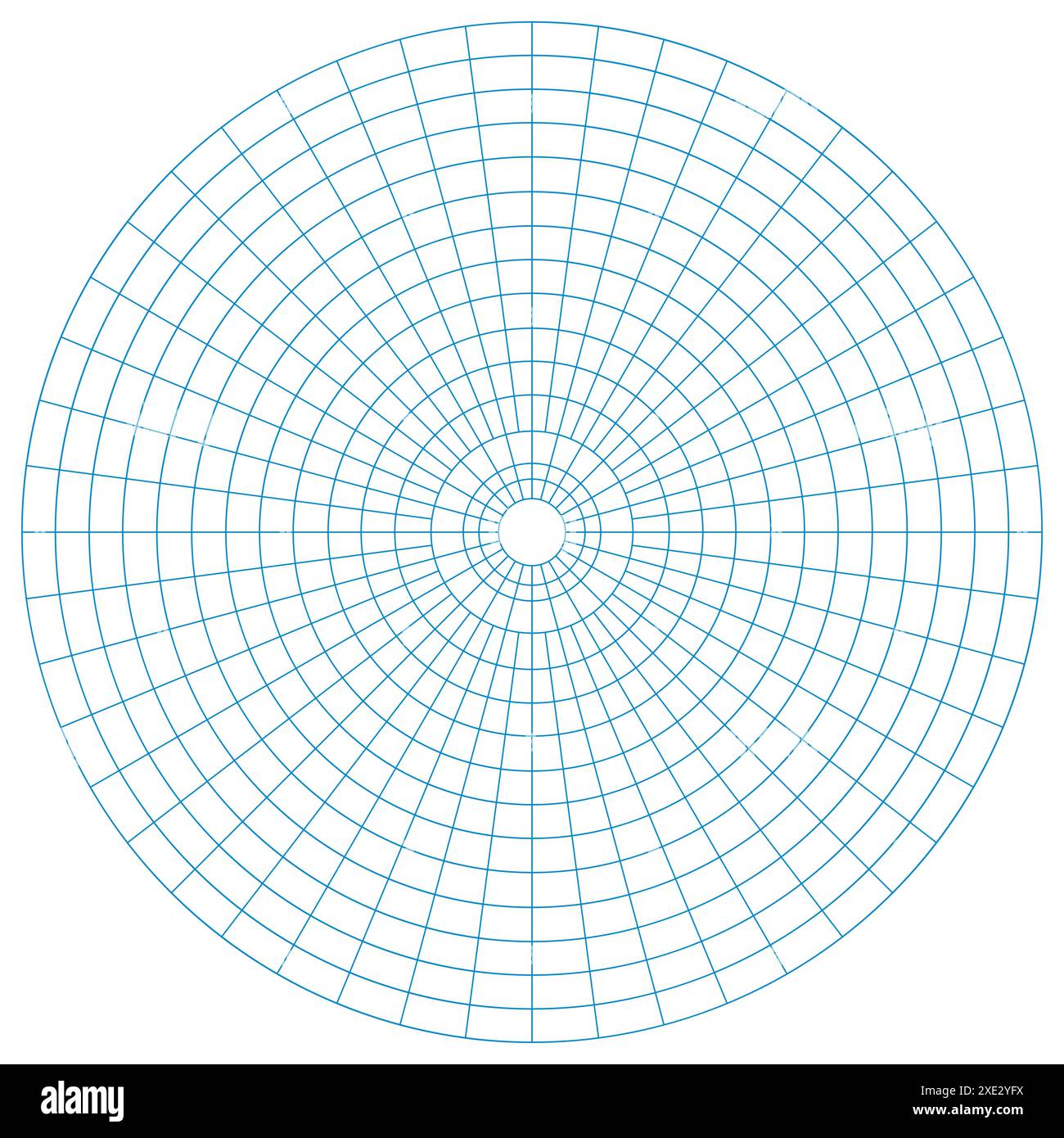 Polar coordinate circular grid isolated on white background. 360 ...