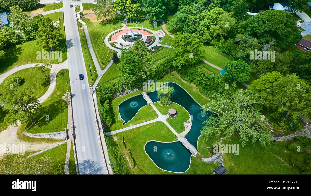 Aerial View of Memorial Park with Butterfly Pond and Gazebo Stock Photo ...