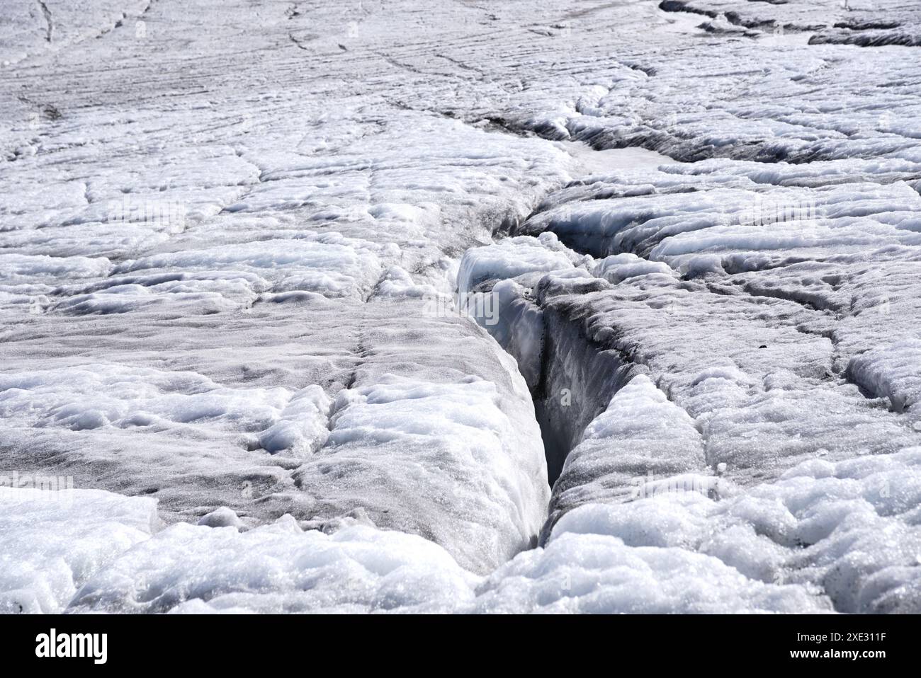 Glacier ice with crevices and cracks - climate change Stock Photo - Alamy