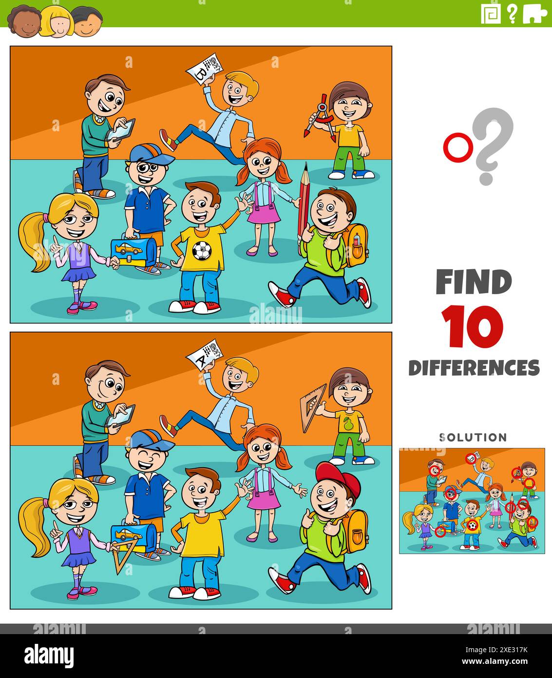 Cartoon illustration of finding the differences between pictures ...