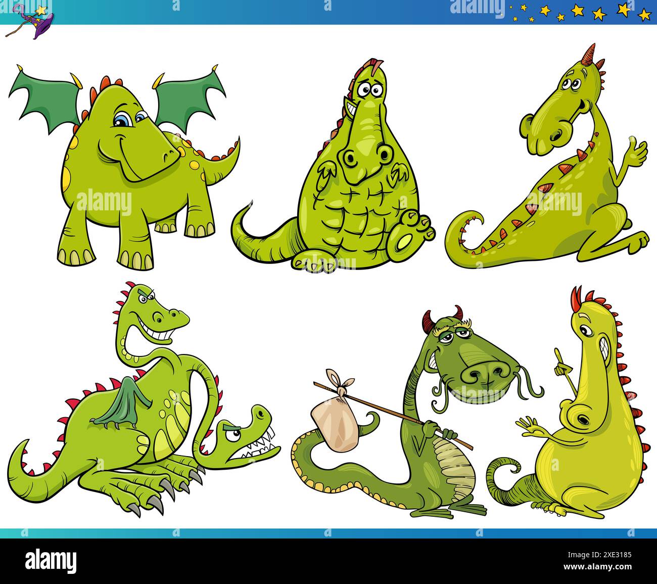 Funny cartoon dragons fantasy animal characters set Stock Photo - Alamy