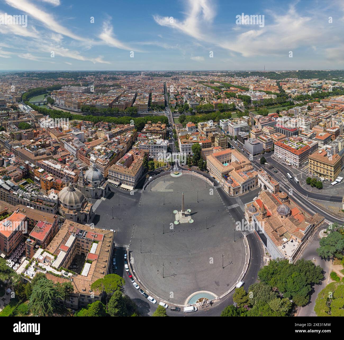 Rome cityscape aerial panorama of many buildings with orange roofs from ...