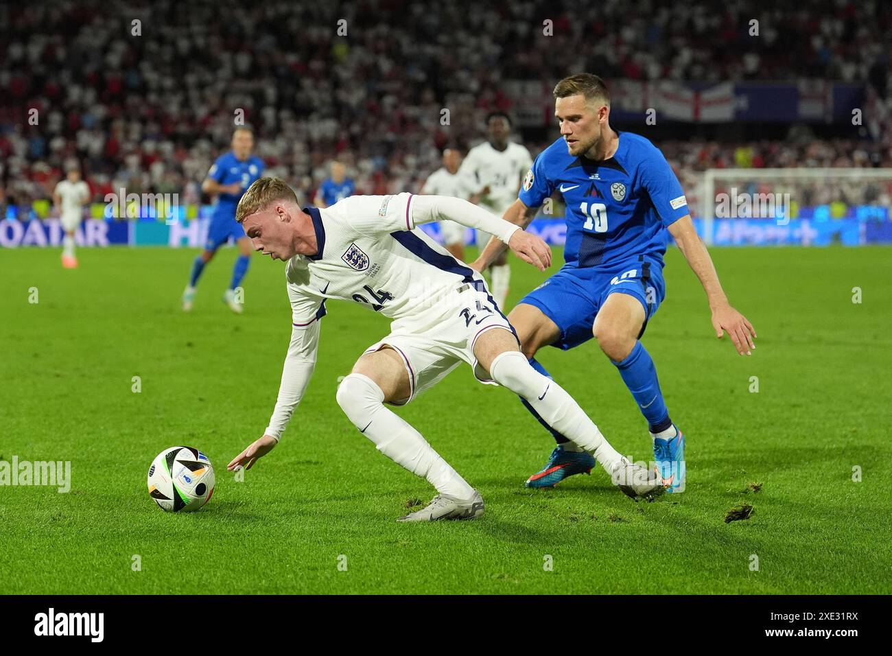 England's Cole Palmer (left) and Slovenia's Timi Elsnik battle for the ...