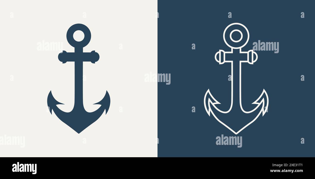Vector Anchors. Anchor Silhouette Icon Set. Anchor with Outline. Anchor ...