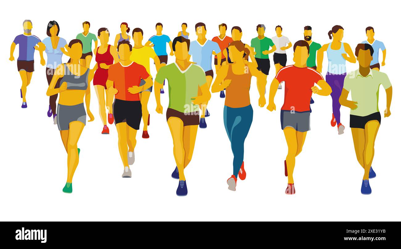 A group of runners Illustration Stock Photo - Alamy