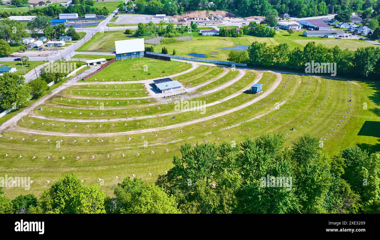 Aerial View of Rural Outdoor Amphitheater and Surrounding Landscape ...