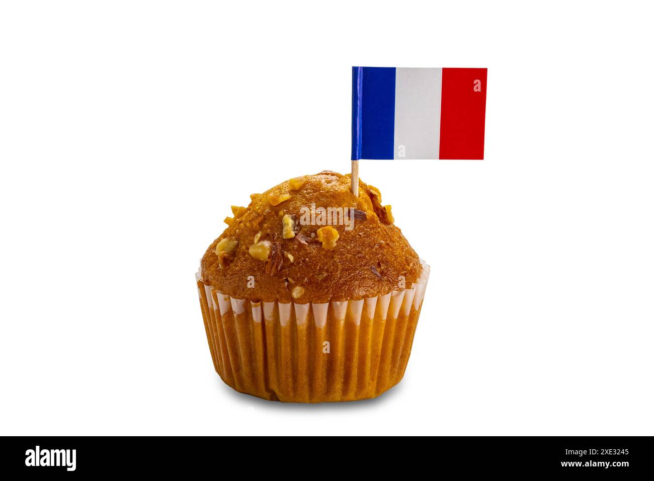 Delicious homemade cupcake with small paper flag of france bamboo ...