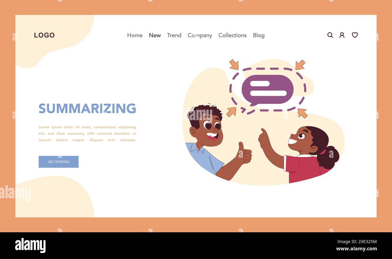 Summarizing concept. Girl learning to simplify message, while boy ...