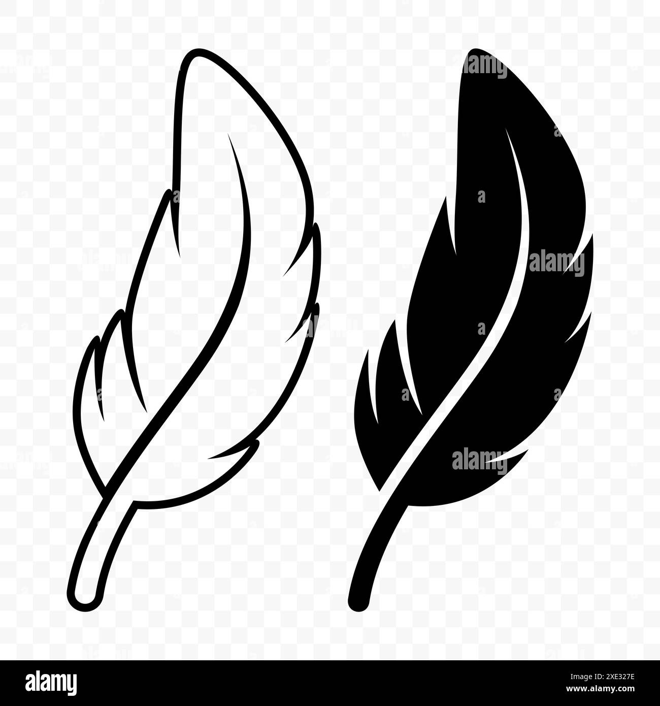 Vector Black and White Fluffy Feather Logo Icons. Silhouette Feather ...