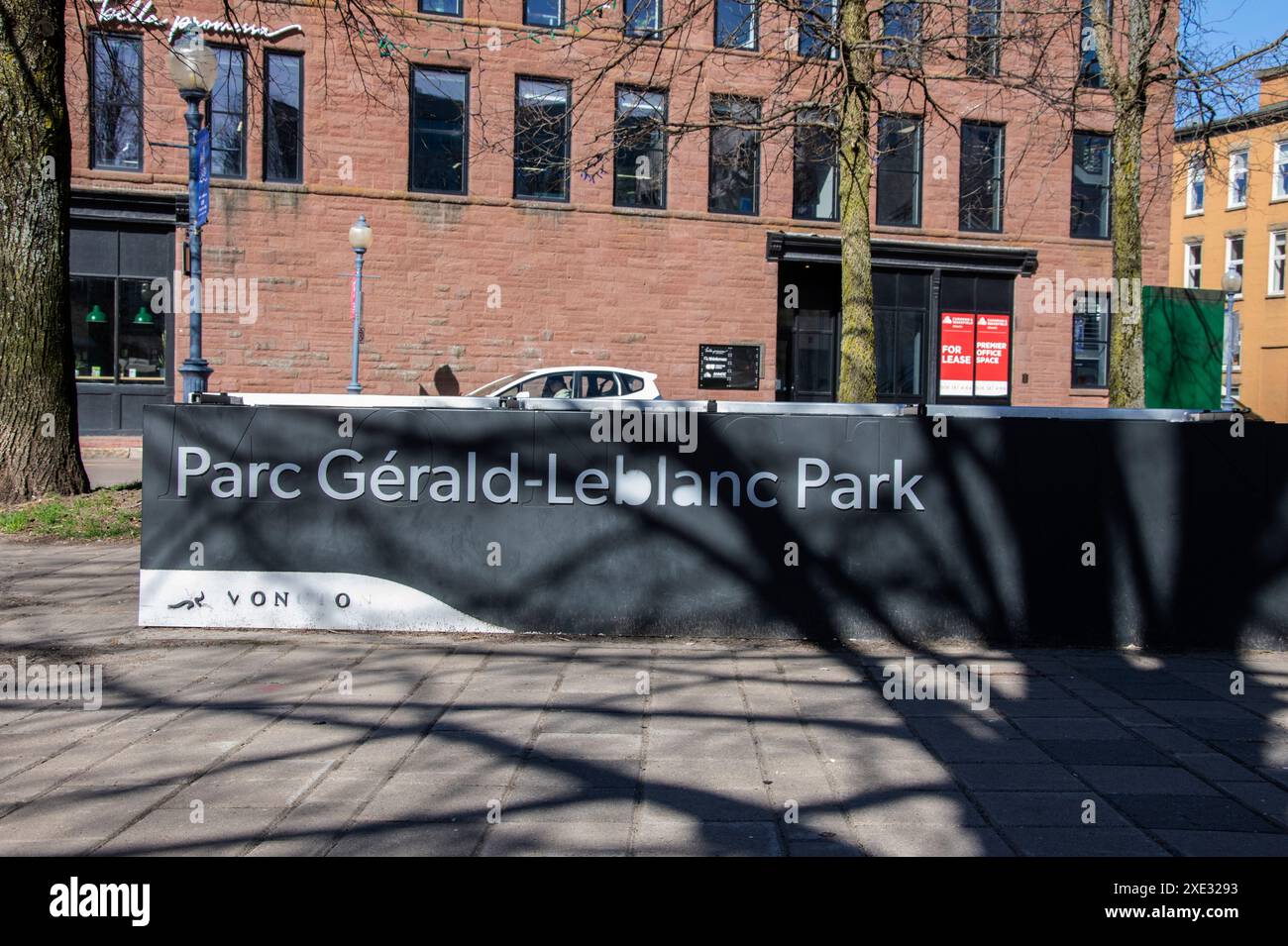 Gerald Leblanc Park sign in downtown Moncton, New Brunswick, Canada ...