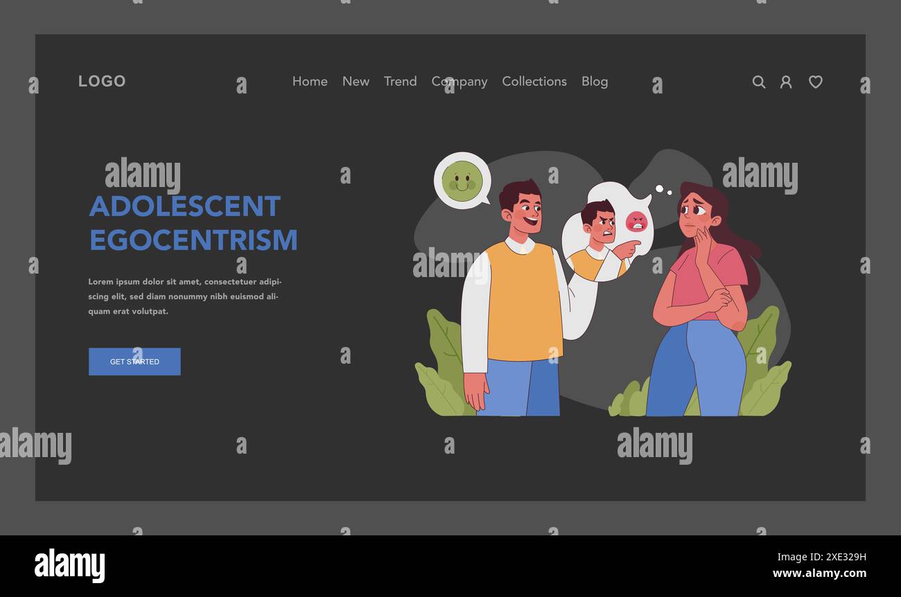 Adolescent Egocentrism concept. Illustration of a self absorbed teen ...