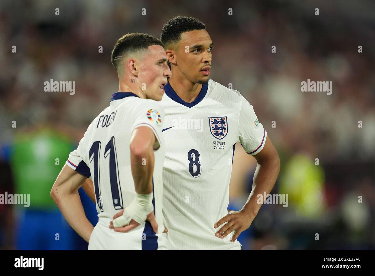 England's Phil Foden (left) and England's Trent Alexander-Arnold during ...