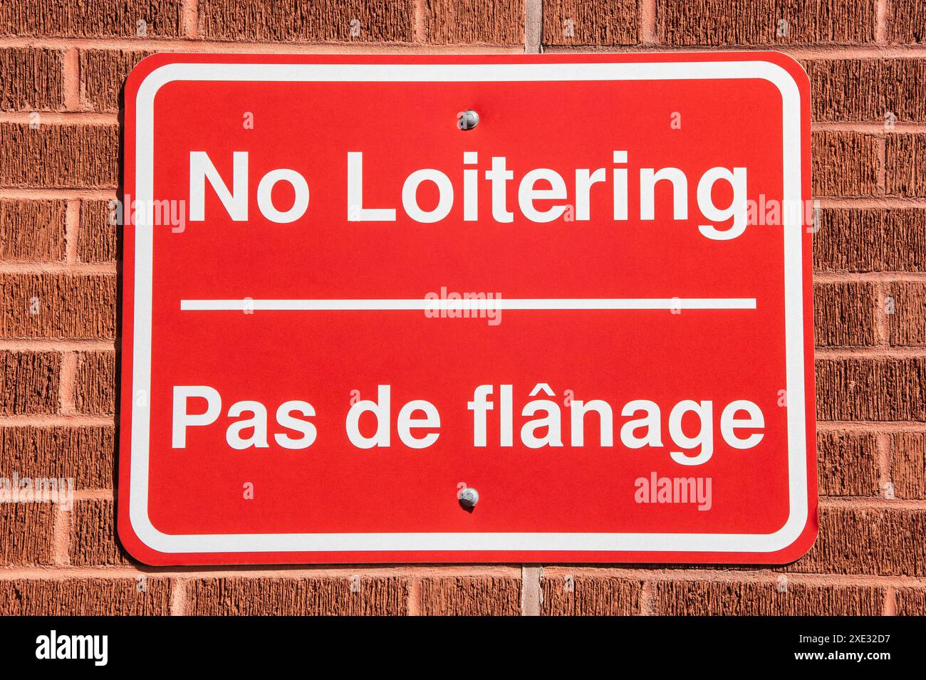 No Loitering sign in downtown Moncton, New Brunswick, Canada Stock ...
