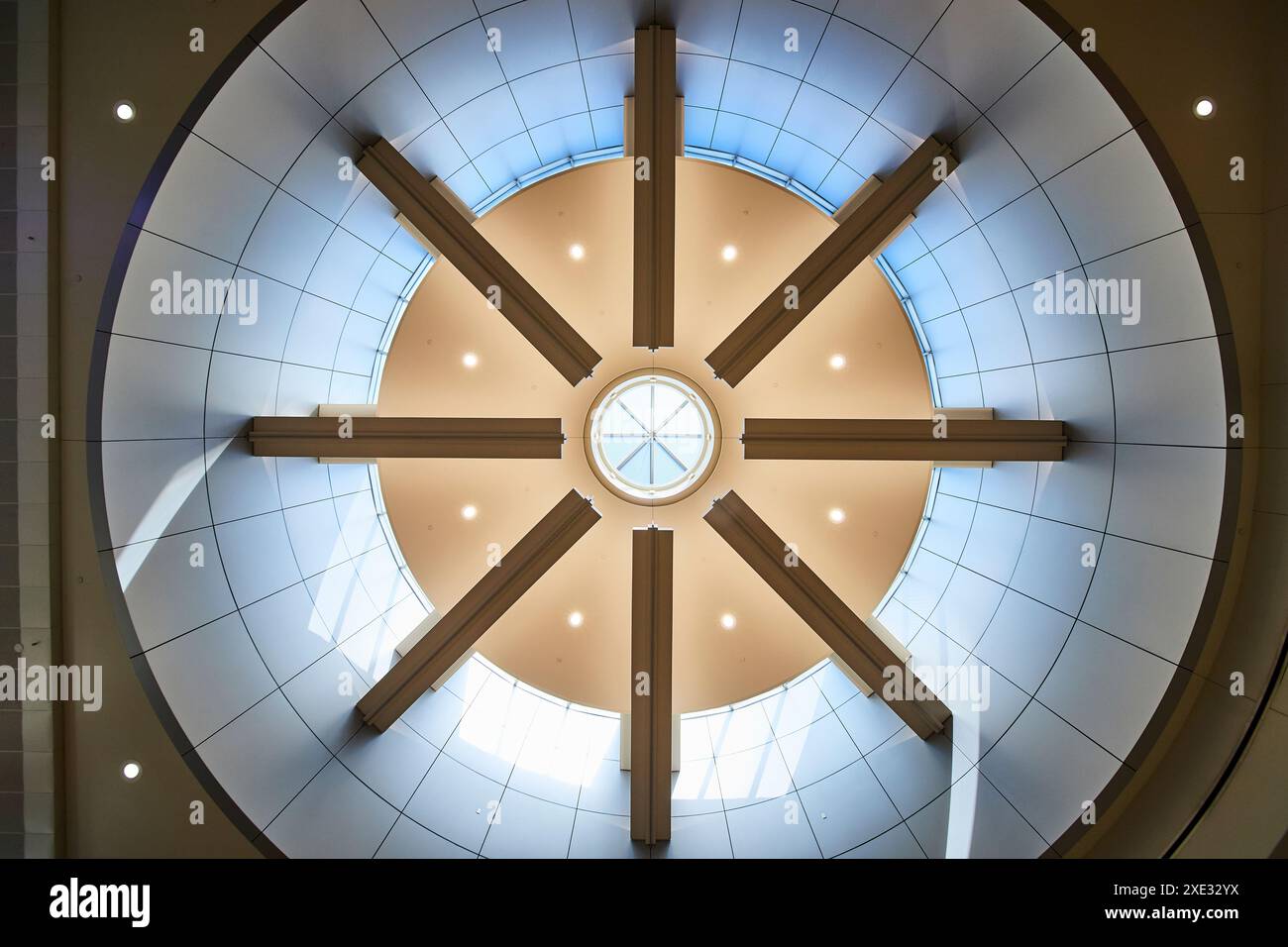 Modern Architectural Ceiling with Radial Symmetry Viewed from Below Stock Photo - Alamy
