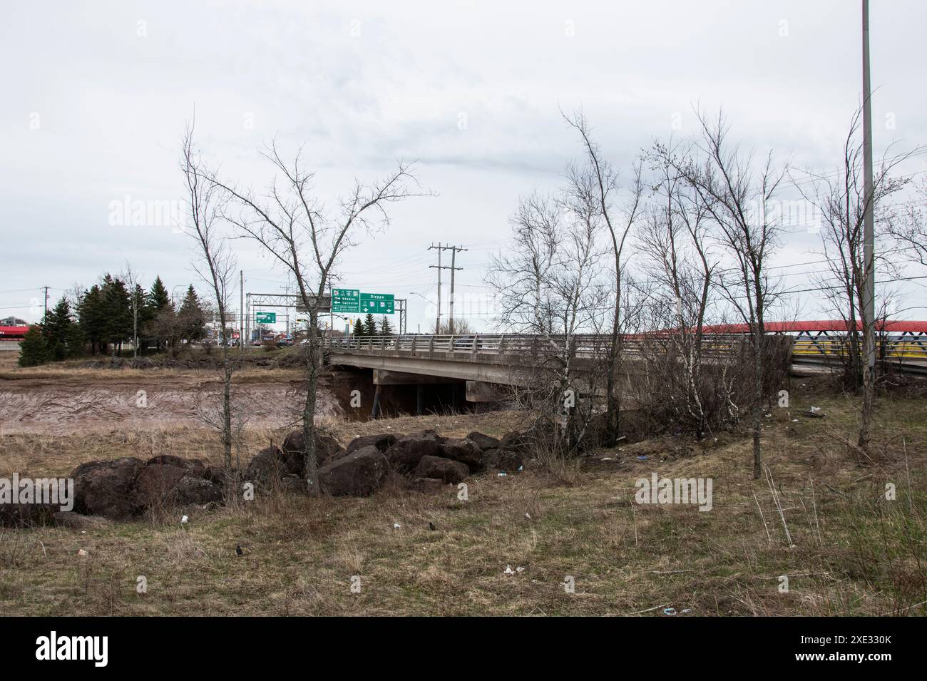 Petitcodiac River aka chocolate river in downtown Moncton, New ...