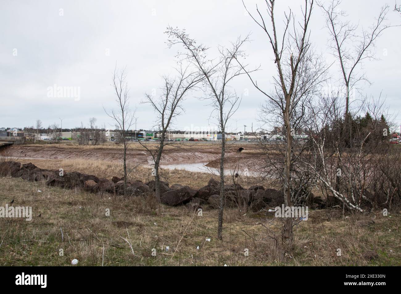 Petitcodiac River aka chocolate river in downtown Moncton, New ...