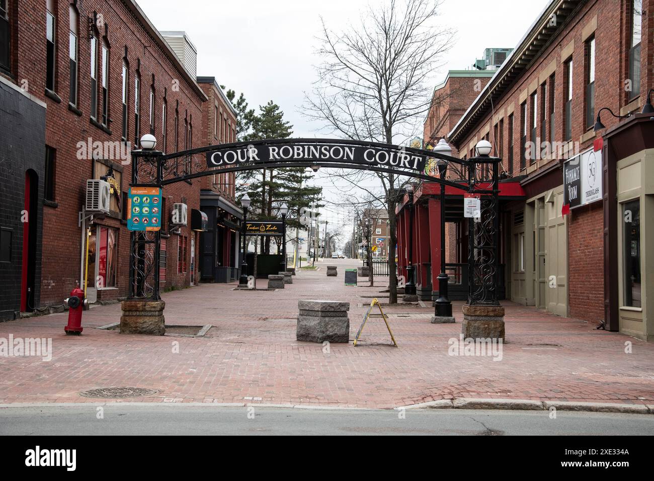 Robinson Court sign in downtown Moncton, New Brunswick, Canada Stock ...