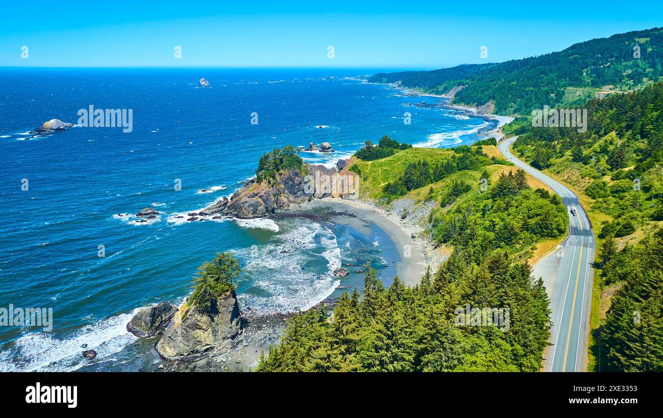 Aerial View of Pacific Coast Highway and Rugged Cliffs Stock Photo - Alamy