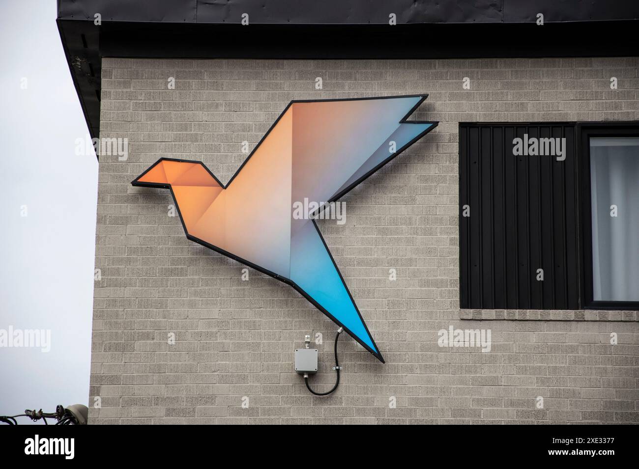 Origami crane mural in downtown Moncton, New Brunswick, Canada Stock ...