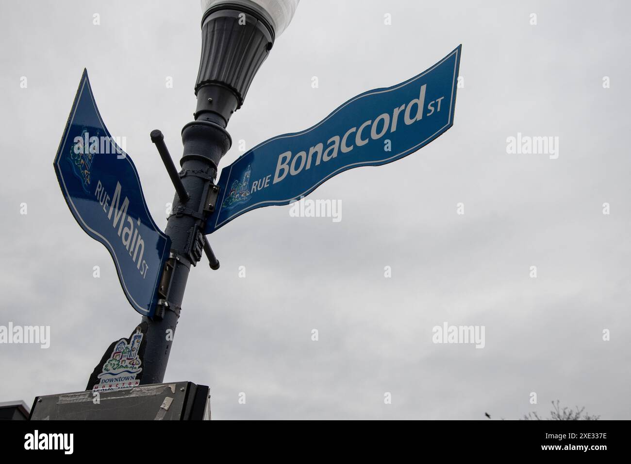 Main and Bonaccord street signs in downtown Moncton, New Brunswick ...