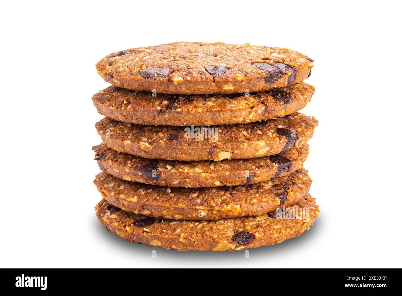 Side view stack of delicious homemade crunchy oatmeal biscuits with ...