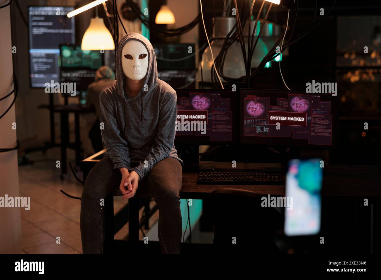 Hacker attacking woman cyber fraud hi-res stock photography and images ...