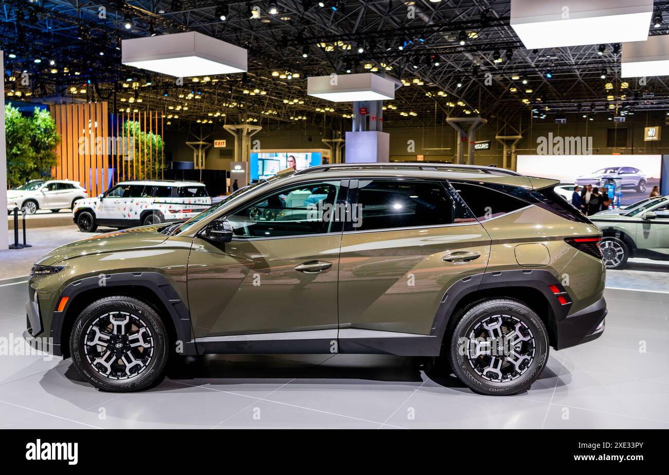 New York City, USA - March 27, 2024: 2025 Hyundai Tucson olive green ...