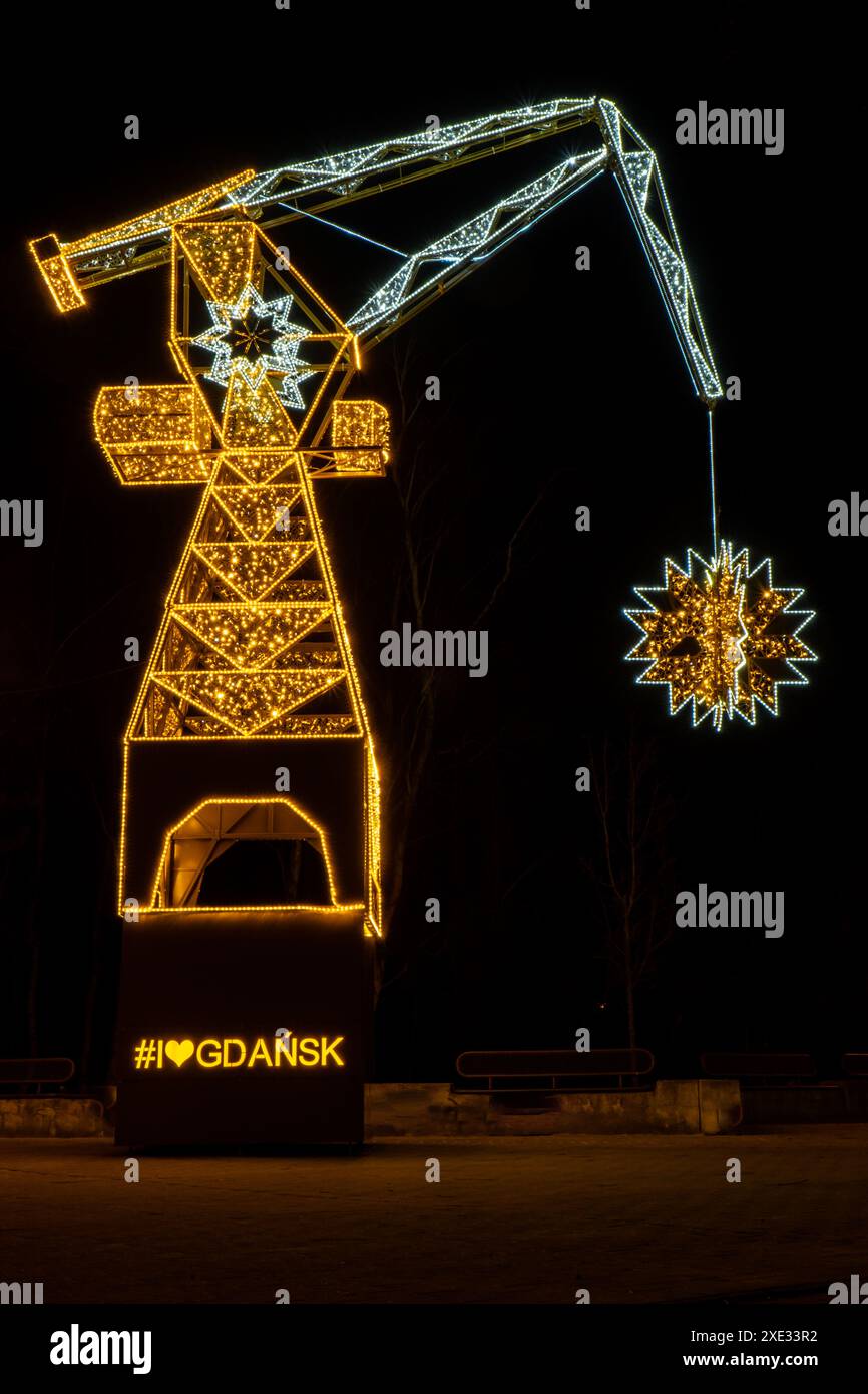 Gdansk Poland - December 2022 Construction crane symbol of Shipyard ...